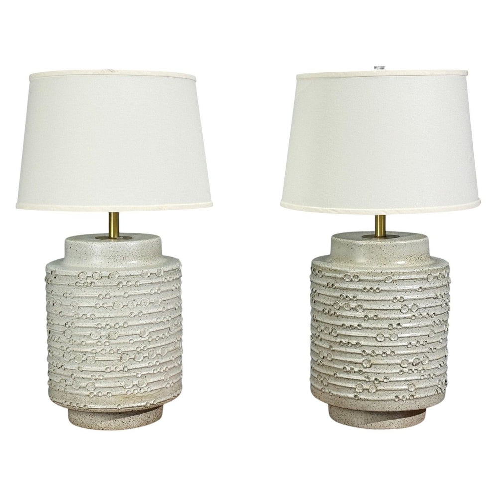David Cressey, Earthtone Glaze Ceramic, Large Table Lamps, USA, 1970s