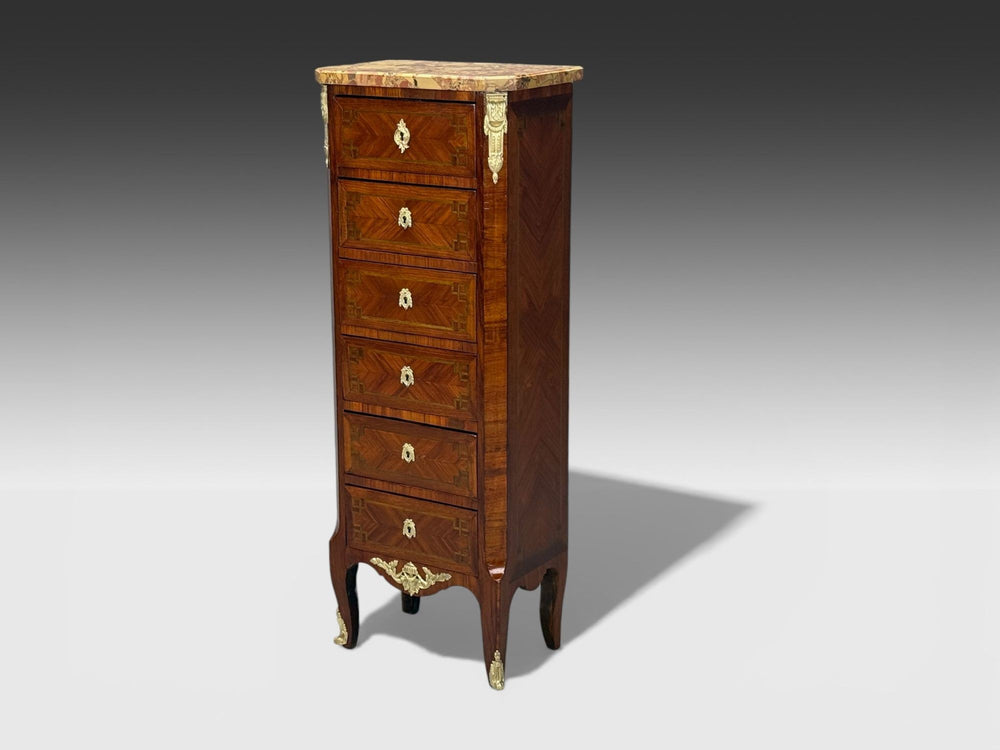 Louis XV Style, Tulipwood, Marquetry, Marble, Lingerie Chests, France,