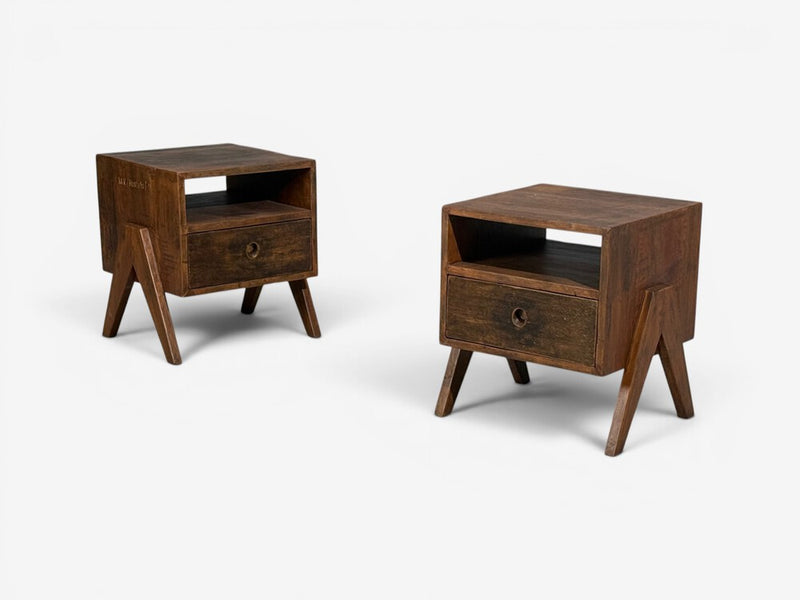 Pierre Jeanneret, Nightstands, Teak, Chandigarh, India, 1960s