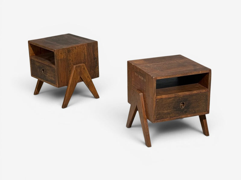 Pierre Jeanneret, Nightstands, Teak, Chandigarh, India, 1960s